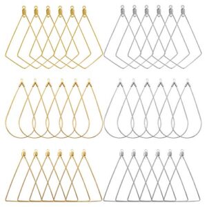 120pcs beading hoop earrings for jewelry making,triangle beading earrings hoop bulk jewelry making beading supplies teardrop rhombus geometric earring hoop for diy craft earring hoops(gold k /white k)