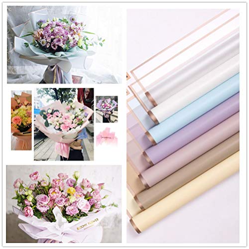 Xshelley(21pcs 7 colors 22.8 * 22.8 inches flower shop bouquet, DIY crafts, gift packaging or gift box packaging, waterproof flower wrapping paper