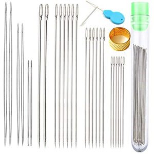 y-axis 26 pcs assorted beading needles including 6 pcs big eye beading needles + 20 pcs long straight beading thread needles with needle bottle