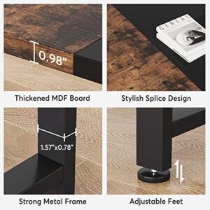 Tribesigns 6FT Conference Table, 70.8" W x 35.43" D Meeting Room Table Boardroom Desk for Office Conference Room, Splicing Board with Heavy Duty Metal Frame, Rustic Brown/Black