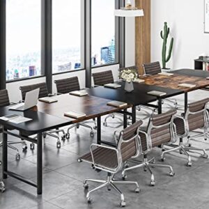 Tribesigns 6FT Conference Table, 70.8" W x 35.43" D Meeting Room Table Boardroom Desk for Office Conference Room, Splicing Board with Heavy Duty Metal Frame, Rustic Brown/Black