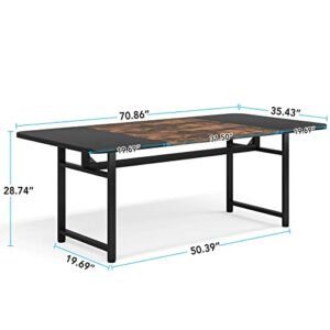 Tribesigns 6FT Conference Table, 70.8" W x 35.43" D Meeting Room Table Boardroom Desk for Office Conference Room, Splicing Board with Heavy Duty Metal Frame, Rustic Brown/Black