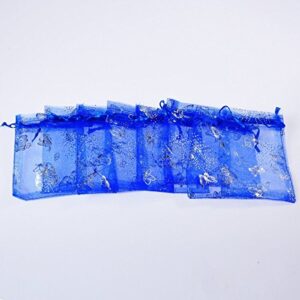 Tovip Wholesale 100PCS Organza Bag Butterfly Design Wedding Pouches Jewelry Packaging Bags (Dark Blue, 3.5x4.5 (9x12cm))