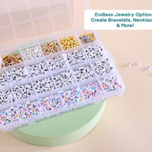 The Artist Life 6000 Clay Heishi Beads Bracelet Making Kit, 24 Colors with 1000+ Letters & Decorative Beads, 6mm Flat Polymer Clay Beads, DIY Jewelry Making Kit, Craft Kit, Bracelets, Necklaces