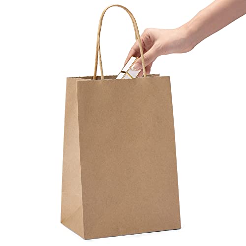 GSSUSA Kraft Paper Gift Bags 5.25x3.75x8 Paper Bags with Handles, Brown (20 Pcs), Bulk Kraft Gift Bag for Shopping, Craft, Grocery, Party, Retail, Lunch, Business, Wedding, Merchandise, Boutique