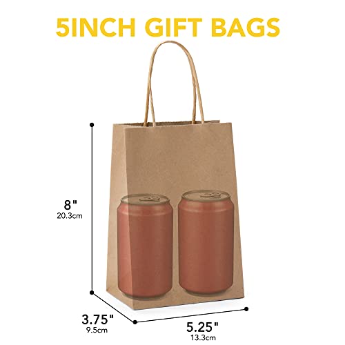 GSSUSA Kraft Paper Gift Bags 5.25x3.75x8 Paper Bags with Handles, Brown (20 Pcs), Bulk Kraft Gift Bag for Shopping, Craft, Grocery, Party, Retail, Lunch, Business, Wedding, Merchandise, Boutique