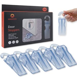 wakayoyo big door stoppers for bottom of door , 5 packs hook type rubber door stop wedge for easy storage, door stops for carpet heavy duty door, works on tile, concrete, carpet, wooden floor