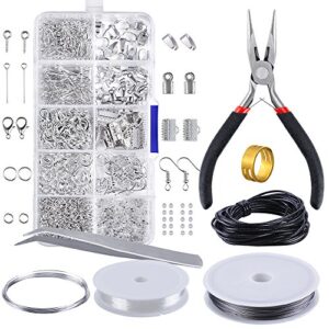 pp opount jewelry findings set jewelry making kit jewelry findings starter kit jewelry beading making and repair tools kit pliers silver beads wire starter tool