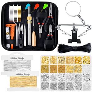 jewelry making kits for adults, shynek jewelry making supplies kit with jewelry making tools, earring charms, jewelry wires, jewelry findings and helping hands for jewelry making and repair