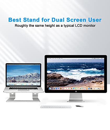 BoYata Laptop Stand, Aluminum Ergonomic Laptop Riser Computer Stand for Desk, Detachable Laptop Holder Compatible for All 10-15.6" MacBook Air Pro, Dell XPS, HP, Lenovo, Samsung-Silver