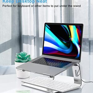 BoYata Laptop Stand, Aluminum Ergonomic Laptop Riser Computer Stand for Desk, Detachable Laptop Holder Compatible for All 10-15.6" MacBook Air Pro, Dell XPS, HP, Lenovo, Samsung-Silver