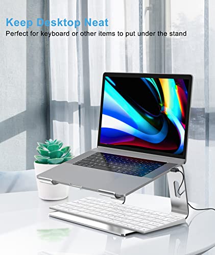 BoYata Laptop Stand, Aluminum Ergonomic Laptop Riser Computer Stand for Desk, Detachable Laptop Holder Compatible for All 10-15.6" MacBook Air Pro, Dell XPS, HP, Lenovo, Samsung-Silver