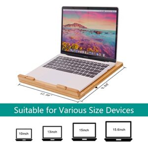 Bamboo Laptop Stand, COIWAI Tablet Stand Book with Angle Adjustable, Foldable Page Holders Desktop for Cookbook Reading Music Document Art Easel, Porable Stand Compatible Notebook MacBook iPad