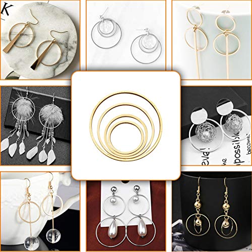 80pcs Earrings Beading Hoop Earring Circle Round Beading Hoop Earring Finding Open Bezel Pendant Frame for Jewelry Making DIY Earring