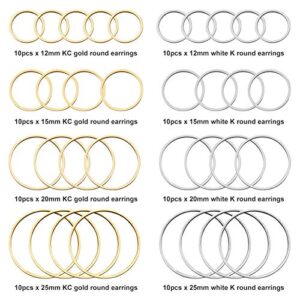 80pcs Earrings Beading Hoop Earring Circle Round Beading Hoop Earring Finding Open Bezel Pendant Frame for Jewelry Making DIY Earring