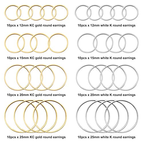 80pcs Earrings Beading Hoop Earring Circle Round Beading Hoop Earring Finding Open Bezel Pendant Frame for Jewelry Making DIY Earring