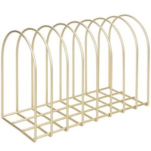 MyGift Large Desktop Document Holder, Brass Metal Wire File Folder Organizer Rack with 8-Slots and Arch Design