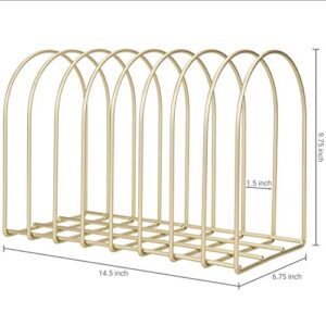 MyGift Large Desktop Document Holder, Brass Metal Wire File Folder Organizer Rack with 8-Slots and Arch Design