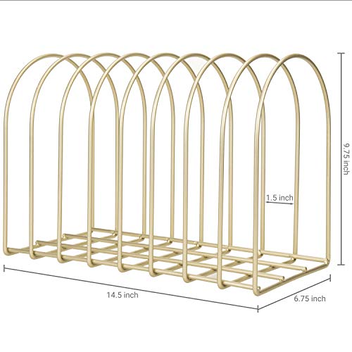 MyGift Large Desktop Document Holder, Brass Metal Wire File Folder Organizer Rack with 8-Slots and Arch Design