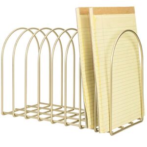 MyGift Large Desktop Document Holder, Brass Metal Wire File Folder Organizer Rack with 8-Slots and Arch Design