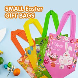 M-Sorflly Easter Bags（9Pcs）- Easter Gift Bags for Kids with Handles, Small Easter Egg Hunt Bags, Reusable Non-Woven Bunny Tote Bags for Easter Treat, Game & Party Supplies Size 8 * 8 * 6inches