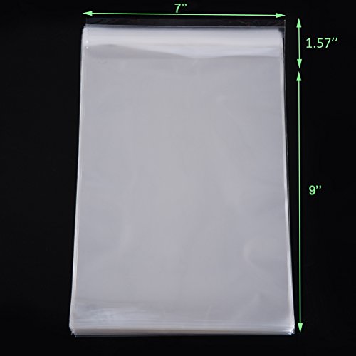 MOWO Clear Plastic Bags 7x9 inch Resealable Candy Coffee Beans Gift Wrap，Pack of 100, 1.6mil