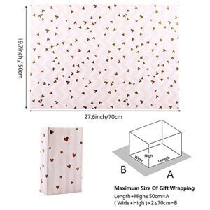 MAMUNU 6 Sheets Gift Wrapping Paper, Pink and Gold Folded Wrapping Paper with Heart, Bunny, Rainbow, Flamingo and Crown Designs for Women Girls Kids Birthday, Valentine's Day, Wedding, Baby Shower 50x70CM