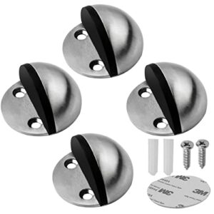 techoln 4 pack door stoppers, 3m adhesive door holder door stop, stainless steel door stop for home hotel, snowboard hanger, no need to drill floor door stop