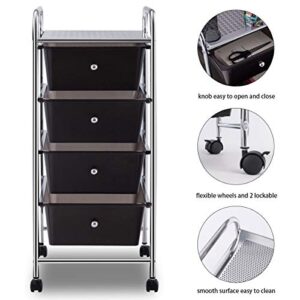 Giantex 4 Drawers Cart Storage Bin Organizer Rolling Storage Cart Metal Frame Plastic Drawers Flexible Wheels Home Office Scrapbook Supply & Paper Shelf