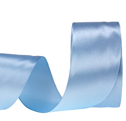 ATRBB 25 Yards 2 inches Satin Ribbon for Wedding,Handmade Bows and Gift Wrapping (Light Blue)