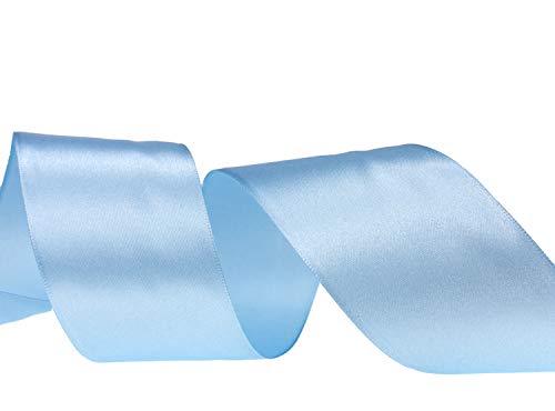 ATRBB 25 Yards 2 inches Satin Ribbon for Wedding,Handmade Bows and Gift Wrapping (Light Blue)