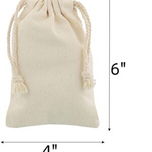 Sarasweet Cotton Muslin Drawstring Bags,Reusable Fabric Sachet Bag (4 by 6 Inches) Cloth Party Favor Gift Bags for Party Wedding Storage Home Supplies,50 Pieces Cotton Pouches