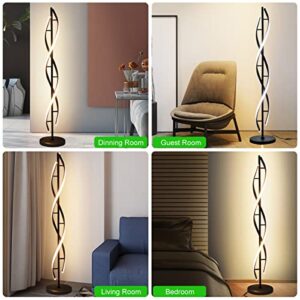 LENIVER LED Spiral Floor Lamp, Unique 3 Color Dimmable Standing Lamp, Modern Creative Standing Pole Lamps with Remote Control for Living Room, Bedroom and Office - Black