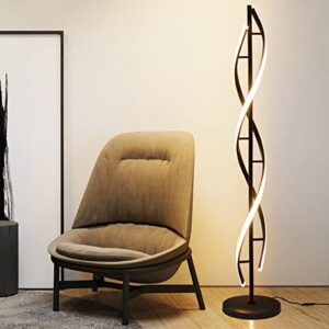 LENIVER LED Spiral Floor Lamp, Unique 3 Color Dimmable Standing Lamp, Modern Creative Standing Pole Lamps with Remote Control for Living Room, Bedroom and Office - Black