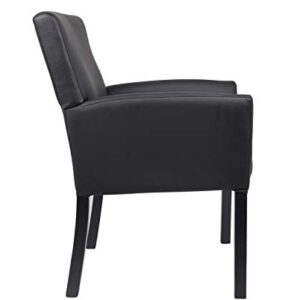 Boss Office Products Executive Box Arm Chair with Mahogany Finish in Black