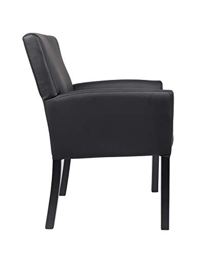 Boss Office Products Executive Box Arm Chair with Mahogany Finish in Black