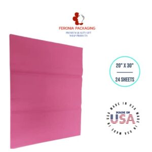 Hot Pink Tissue Paper Squares, Bulk 24 Sheets, Premium Gift Wrap and Art Supplies for Birthdays, Holidays, or Presents by Feronia packaging, Large 20 Inch x 30 Inch