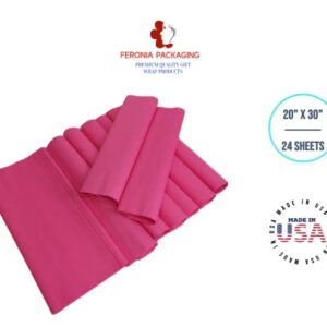 Hot Pink Tissue Paper Squares, Bulk 24 Sheets, Premium Gift Wrap and Art Supplies for Birthdays, Holidays, or Presents by Feronia packaging, Large 20 Inch x 30 Inch