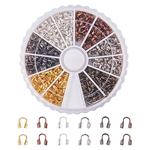 PandaHall Elite 540 Pcs 6 Colors Brass Wire Guardian Wire Cable Protector U Shape Wire Guard Loops for Earring Bracelet Jewelry Making