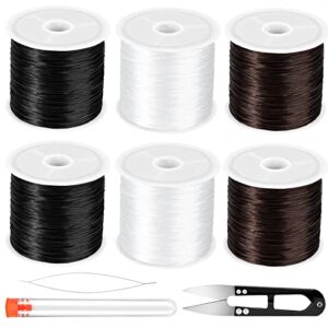 6 rolls 0.8mm elastic string for bracelets, 1181ft stretchy string for bracelets jewelry making, seed beads, pony beads