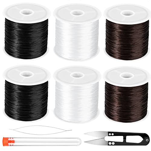 6 Rolls 0.8mm Elastic String for Bracelets, 1181Ft Stretchy String for Bracelets Jewelry Making, Seed Beads, Pony Beads