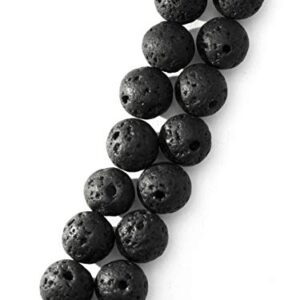 Cousin DIY Natural Black Lava Stone Loose Round 8mm Aromatherapy Beads for Essential Oils and DIY Jewelry Making