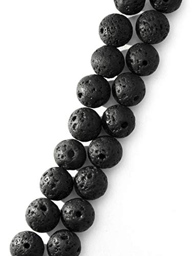 Cousin DIY Natural Black Lava Stone Loose Round 8mm Aromatherapy Beads for Essential Oils and DIY Jewelry Making