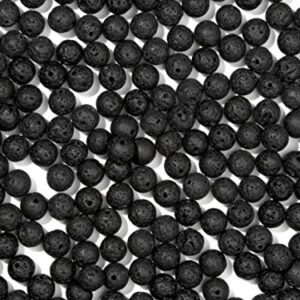 Cousin DIY Natural Black Lava Stone Loose Round 8mm Aromatherapy Beads for Essential Oils and DIY Jewelry Making