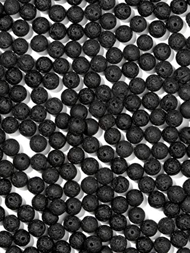 Cousin DIY Natural Black Lava Stone Loose Round 8mm Aromatherapy Beads for Essential Oils and DIY Jewelry Making