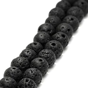 Cousin DIY Natural Black Lava Stone Loose Round 8mm Aromatherapy Beads for Essential Oils and DIY Jewelry Making