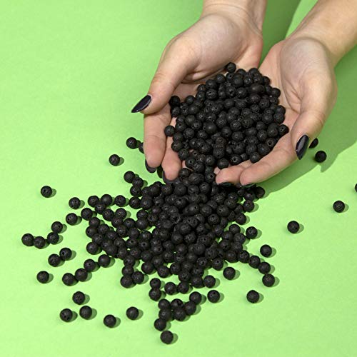 Cousin DIY Natural Black Lava Stone Loose Round 8mm Aromatherapy Beads for Essential Oils and DIY Jewelry Making