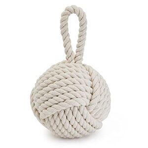 decorative weighted door stop with handle, nautical knot rope for floor, 3.5 lbs (6 x 12.5 in)