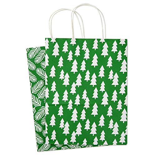 Hallmark 13" Large Gift Bag Assortment, Holiday Icons (12 Paper Gift Bags in Assorted Designs for Hanukkah or Christmas | Stripes, Polka Dots, Snowflakes, Christmas Trees)