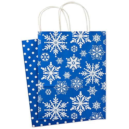 Hallmark 13" Large Gift Bag Assortment, Holiday Icons (12 Paper Gift Bags in Assorted Designs for Hanukkah or Christmas | Stripes, Polka Dots, Snowflakes, Christmas Trees)